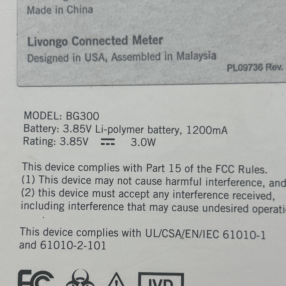 Livongo Connected Blood Glucose Meter Kit • Glucose Tester w/ Charger ...