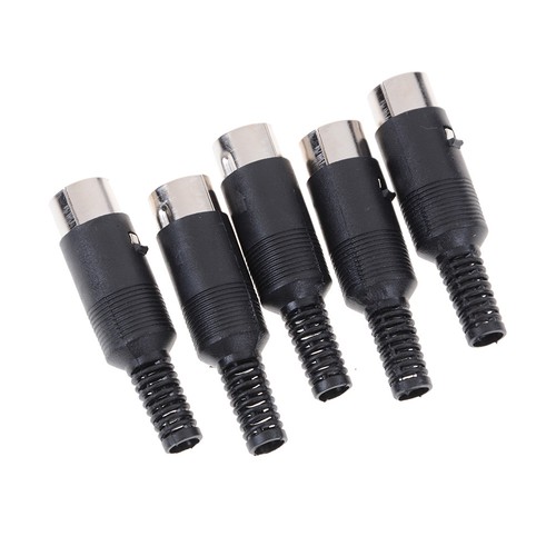 5pcs DIN male Plug 5 Pin Connector with Plastic Handle Adapters Cables ...