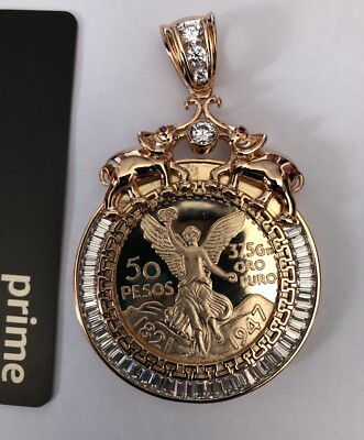 14K Gold Plated Mexican Centenario Coin 50 Pesos Pendant Medal | eBay