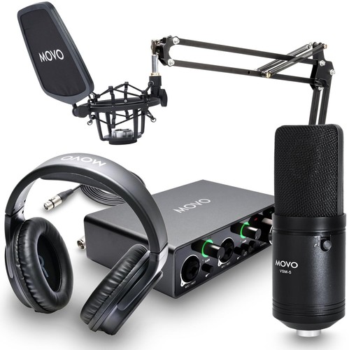 Movo VSM-5 Mic Kit with MDX-1 2x2 Audio Interface with Arm MicStudio Headphones 817711026034| eBay