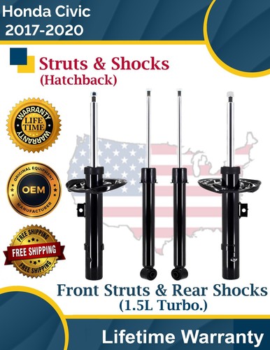 Front Struts & Rear Shocks For 2017-2020 Honda Civic Hatchback Lifetime ...