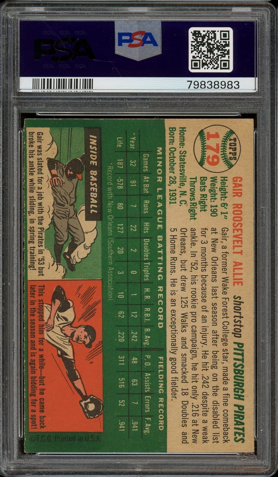 1954 Topps - #179 Gair Allie (RC) for sale online | eBay