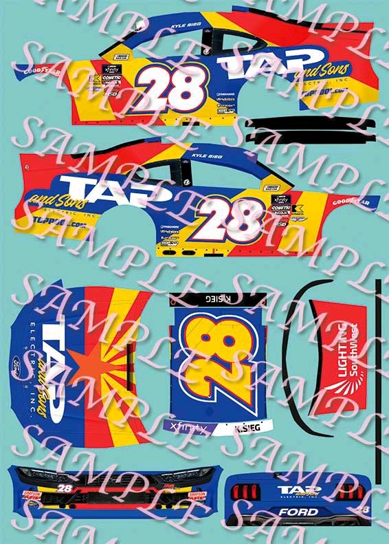 2025 Kyle Sieg Tap&Sons Electric 1/64 Peel& Stick Decals | eBay