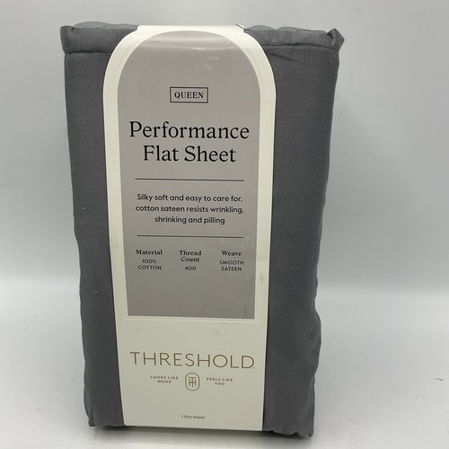Threshold Performance Flat Sheet Queen Size 100% Silver | eBay