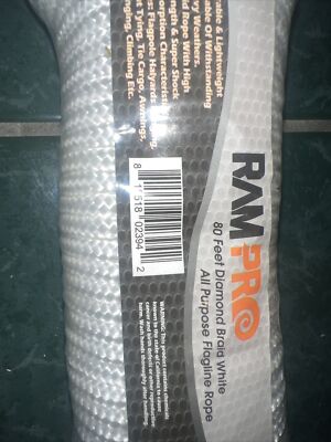 RAM-PRO 80 ft. Diamond Braid Polypropylene All Purpose Flagline Rope ...