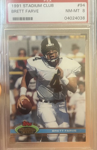 1991 Stadium Club #94 Brett Favre Atlanta Falcons RC Rookie HOF PSA 8 ...