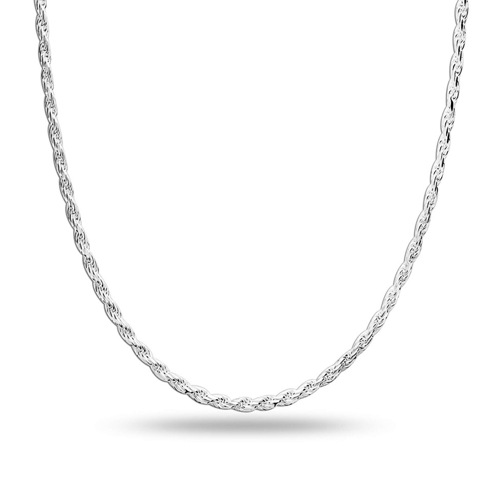 Real 925 Sterling Silver Italian Rope Chain Necklace for Men Women and ...
