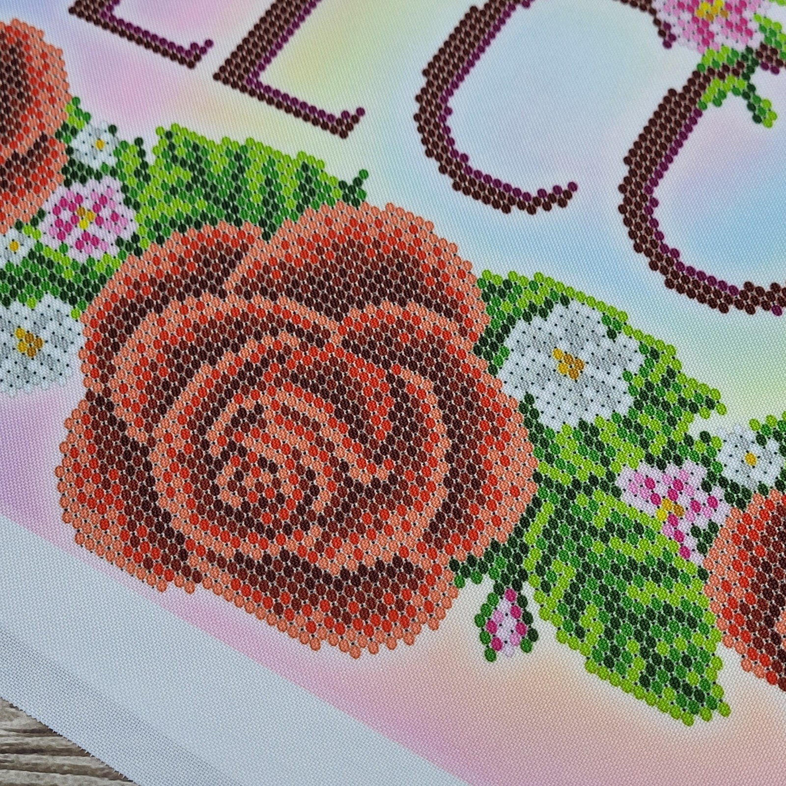 Bead Embroidery Kit DIY Beaded Stitching Stamped Bead Needlepoint Roses ...