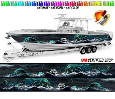 Octopus Ocean Graphic Boat Vinyl Wrap Fishing Pontoon Console etc ...
