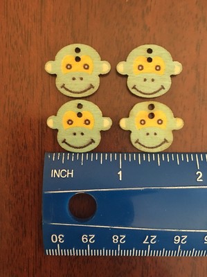 4 Adorable Wooden Monkey Buttons | eBay