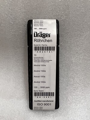 DRAGER/DRAEGER ALCOHOL 100/a 100-3000 PPM CH29701 GAS DETECTION TUBE | eBay
