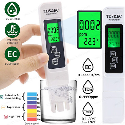 3-in1 Drinking Water Tester Digital TDS PPM Meter Water Quality Purity ...