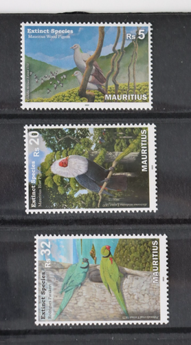 Mauritius 2022 Extinct Species Birds Parakeet Pigeon etc. 3 Values UMM ...