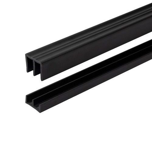 1/4" Panel Sliding Door Track - 36" Black Plastic Upper & Lower Set ...