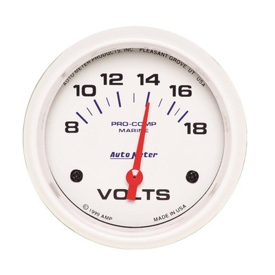 Auto Meter Voltmeter Gauge 200757; Marine White Voltmeter 2-5/8 ...