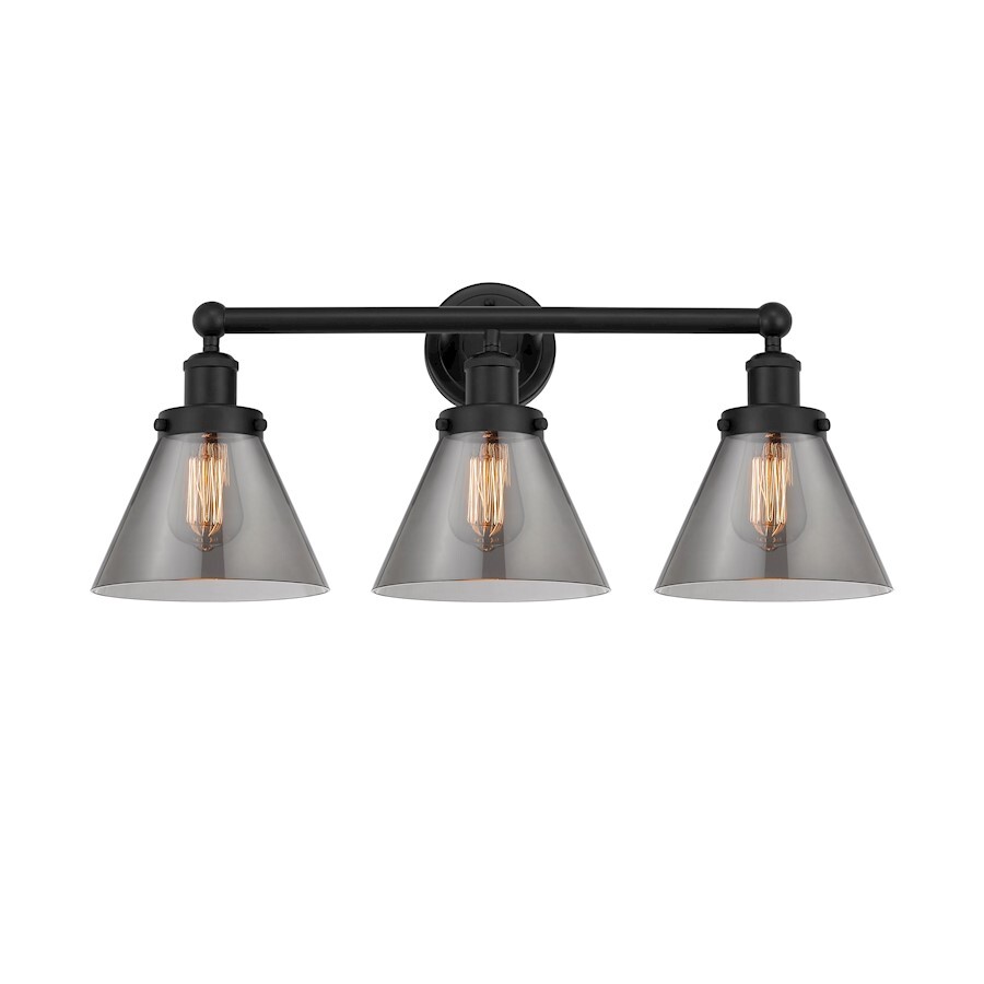 Innovations Lighting Cone 3 Light Bath G43, Black/Plated Smoke - 616-3W ...