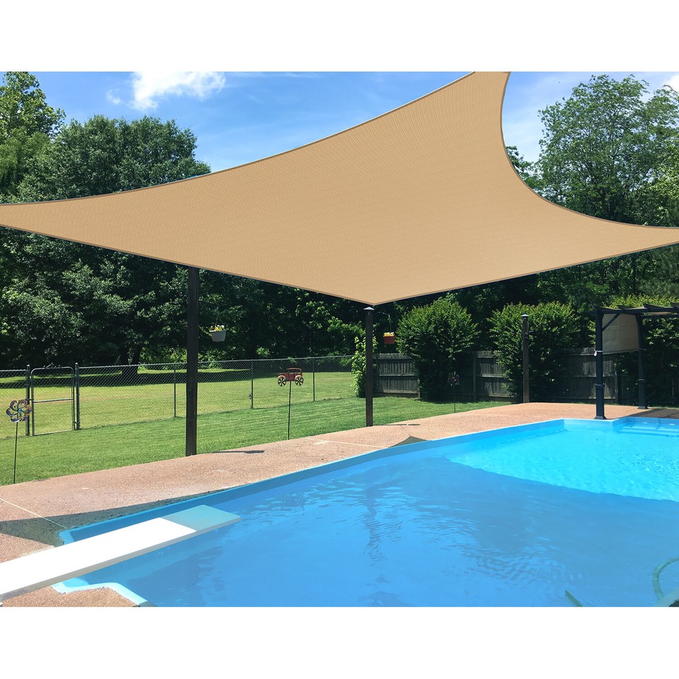 Permeable Rectangle Sun Shade Sail Shelter Cover UV Blocker for Garden ...