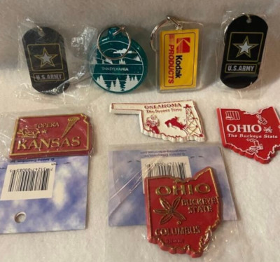 Mixed Lot of Key Chains and Magnets Army Kodak Ohio Pennsylvania Kansas ...