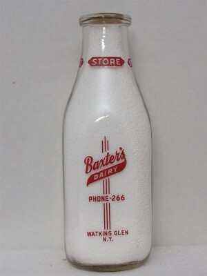 TSPQ Milk Bottle Baxter Baxter's Dairy Watkins Glen NY SCHUYLER COUNTY ...