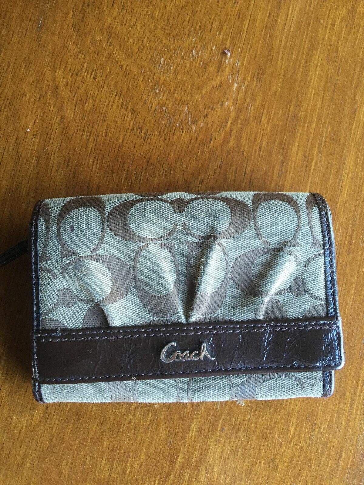 Coach Signature Brown Bi Fold Wallet - Gem