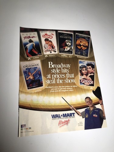 Vintage 1997 Walmart Broadway Style Employee VHS Tapes Movies Print Ad ...