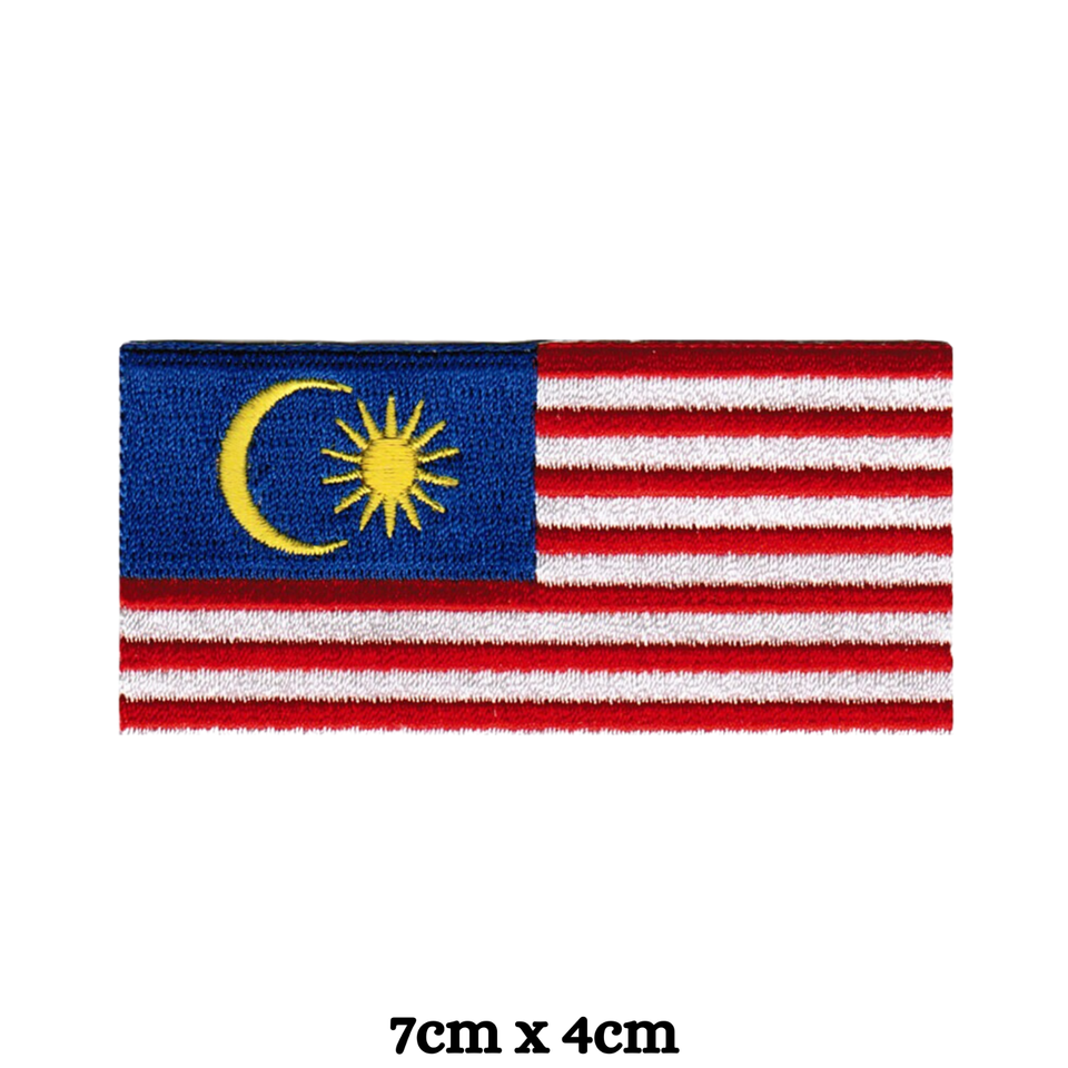 Malaysia Flag Patch Embroidered Iron Sew On Malaysian Badge Embroidery Applique | eBay
