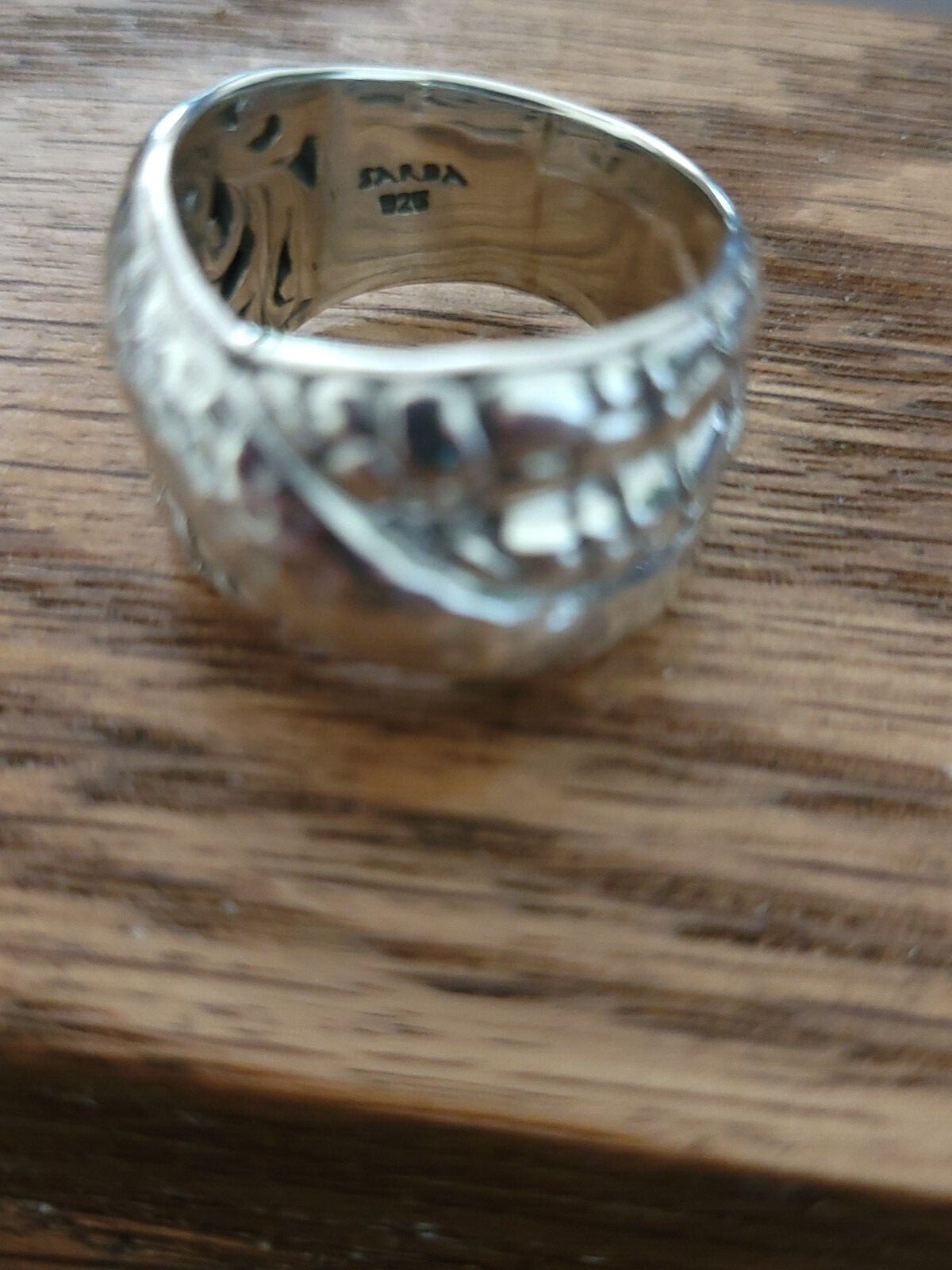 SARDA .925 STERLING SILVER WATERMARK & HAMMERED CRISS-CROSS RING, SZ 9 ...