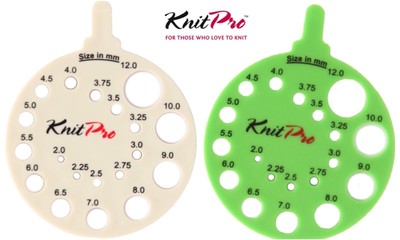 KnitPro Round Knitting Needle View Sizer / Gauge - US & Metric - Green or Cream | eBay