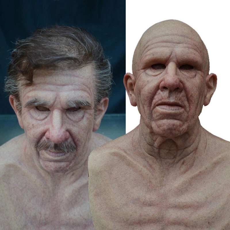 Halloween Realistic Old Man Masks Latex Cosplay Party Full Face Mask ...