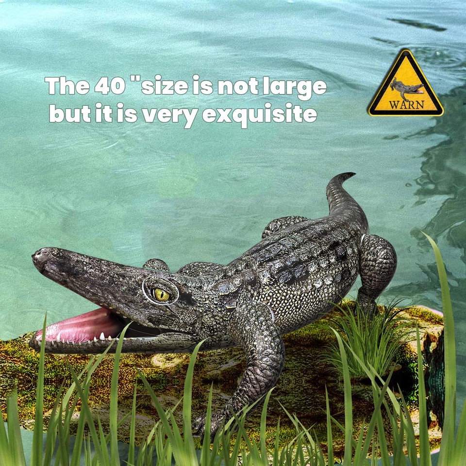 HOHQB 40" Inflatable Alligator Toys Realistic Blow up Alligator Deco ...
