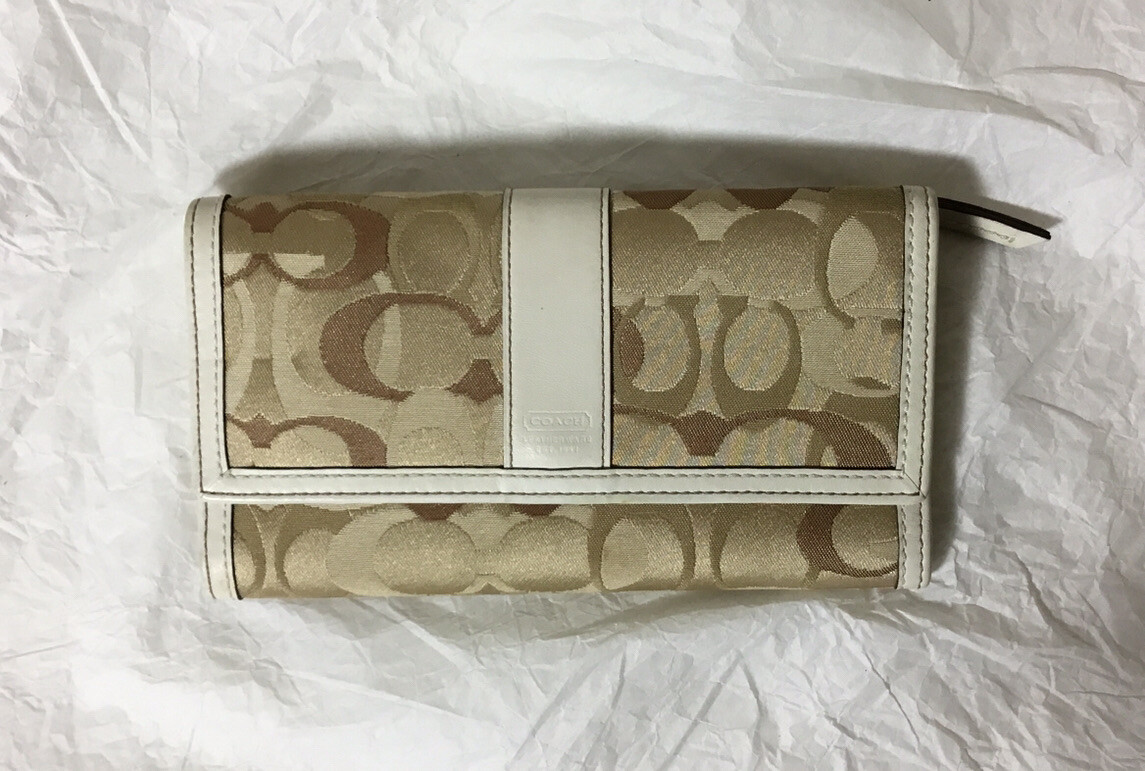 Coach Bifold Envelope Wallet Signature Khaki Canvas W… - Gem