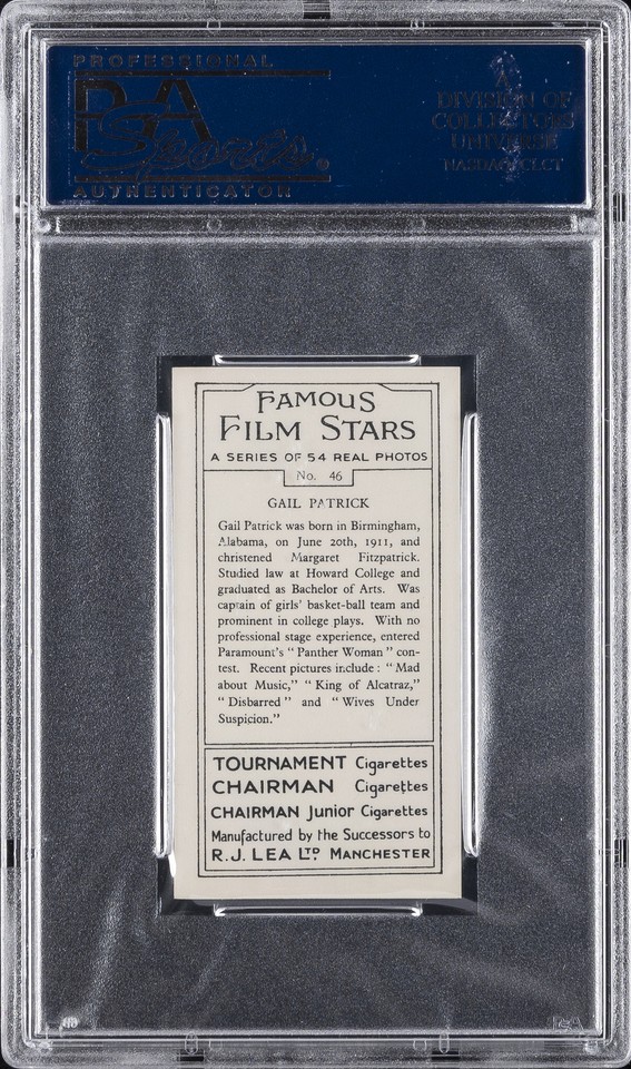 1939 R.J. LEA, LTD. FAMOUS FILM STARS #46 GAIL PATRICK PSA 7 | eBay