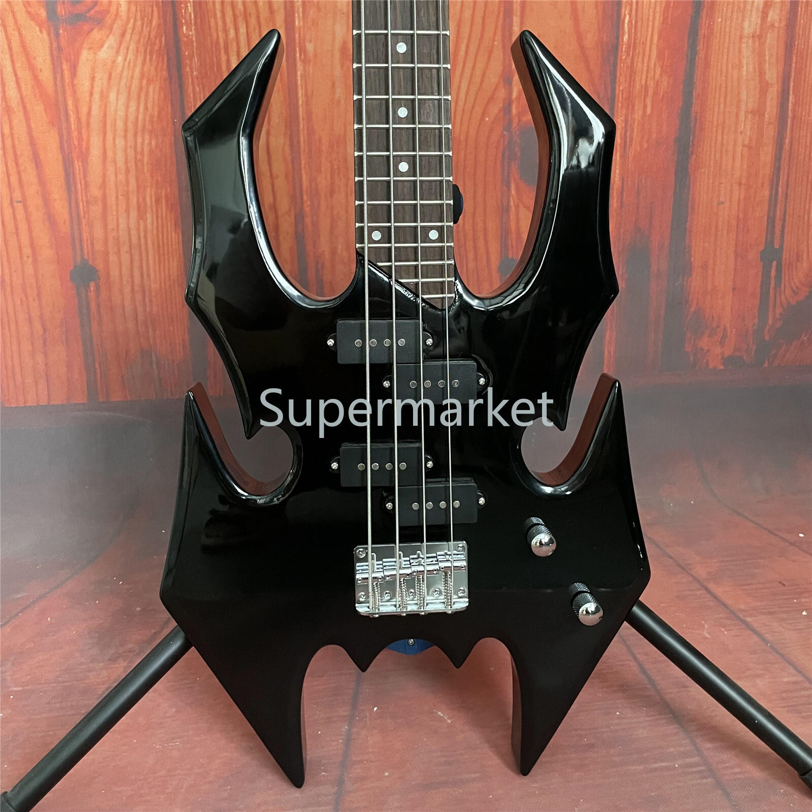 Special Shape Black Spider Electric Bass Guitar 4 String 4 Pickup ...