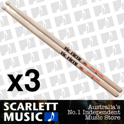 3x Vic Firth American Classic 3A Wooden Tip Drumsticks 3-A Drum Sticks ...