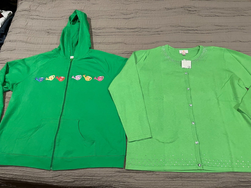 LOT of 2 Women's QUACKER FACTORY Rhinestone Cardigan Sweater & Zip ...