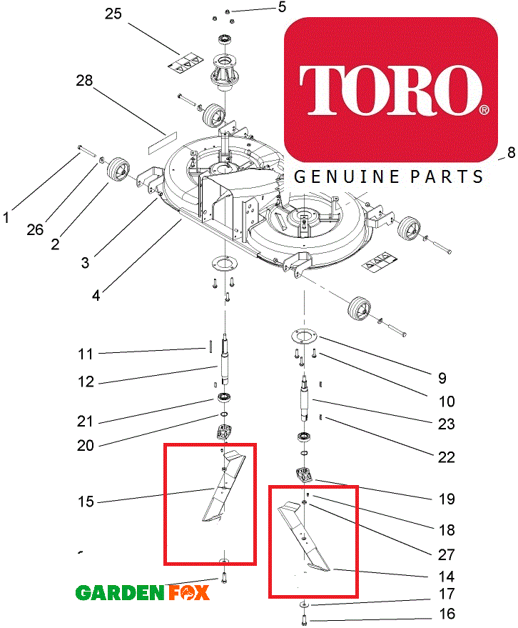 Genuine TORO DH220 74596 3160001-3169999 BLADE KIT (LH + RH Blade) 107 ...