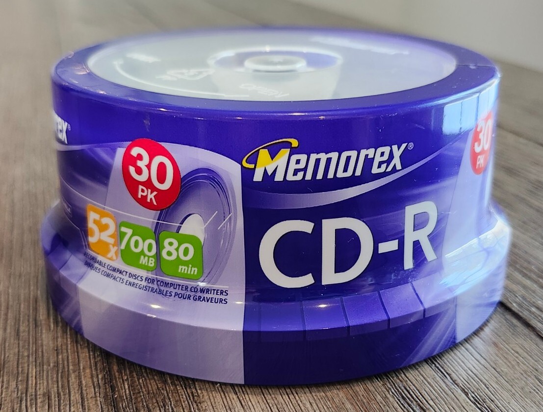 Memorex Recordable CD-R 52x 700MB 80 Min Discs Music Data 30 Pack CD R ...