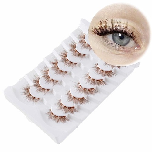 7 Pairs Brown Cluster Lashes Natural Look Wispy Eyelashes Women Beauty ...