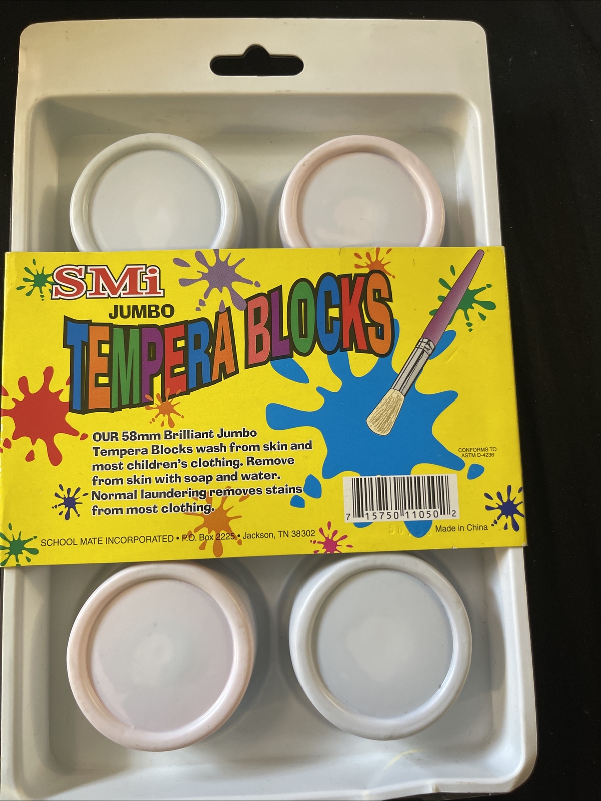 NEW Jumbo Tempera Paint Blocks 6 Pack School Mate Inc. Nice Colors New ...