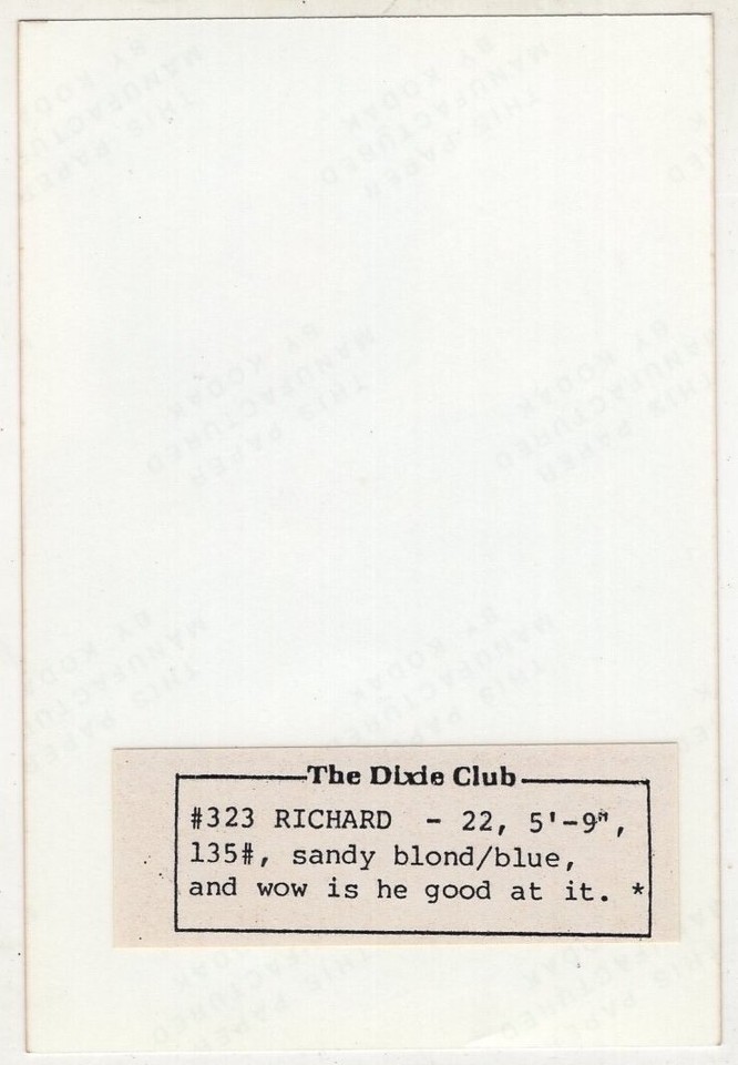 GAY: Vtg 1980s Sexy Male 3.5x5 Beefcake PinUp Photo THE DIXIE CLUB'S ...