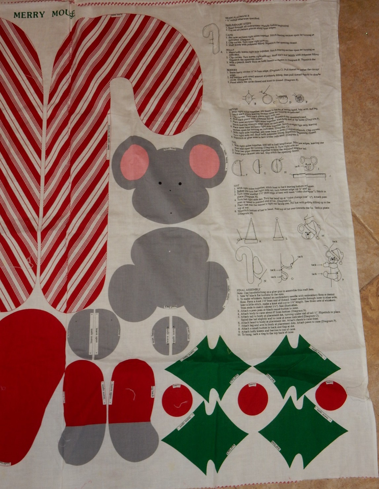 Vintage VIP Cranston Merry Mouse Christmas Door Hanging Fabric Panel ...