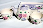 Tea For Two Tea Set Purple Floral Rose Pattern With Tray Tea Pot and ...
