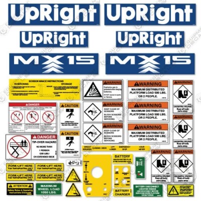 Fits Upright MX15 Decal Kit Scissor Lift Replacement Stickers - 7 YEAR ...