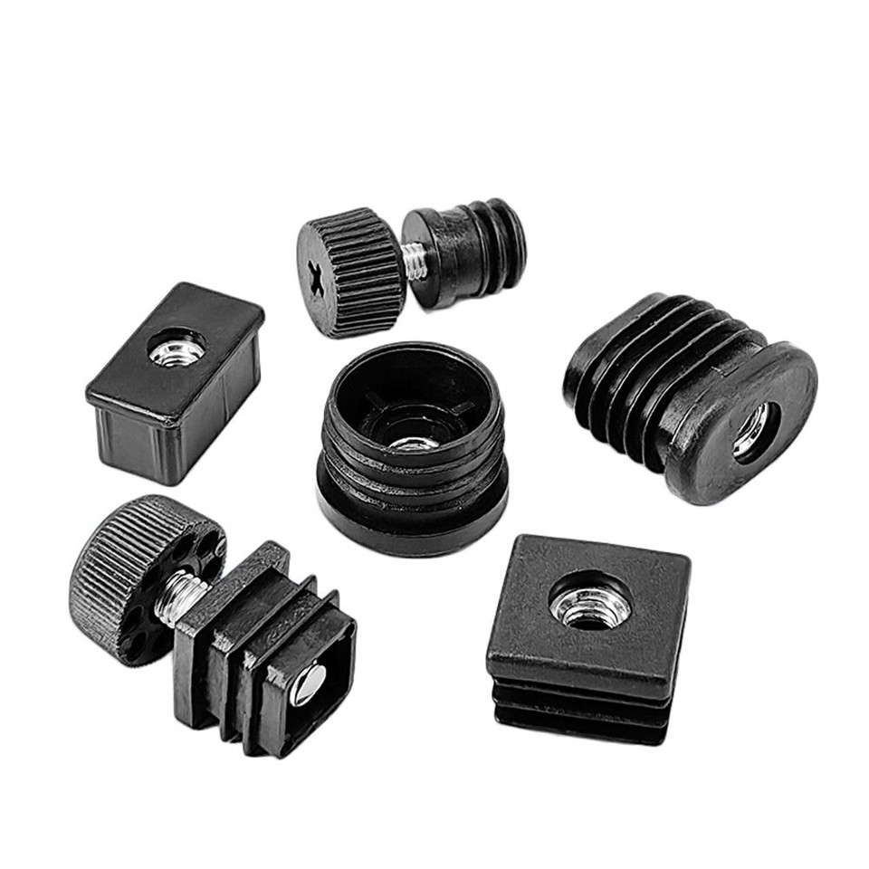 Round/Square Plastic Tube End Caps Insert Bungs Nuts Plug Adjustable ...
