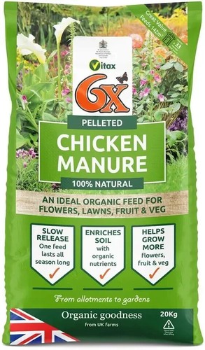 CHICKEN MANURE PELLETS 6X STRENGTH PELLETED 7KG 20KG ORGANIC NATURAL ...