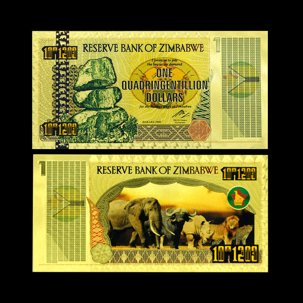 10pcs Zimbabwe Gold Banknote One Quadringentillion Dollars Notes UV ...
