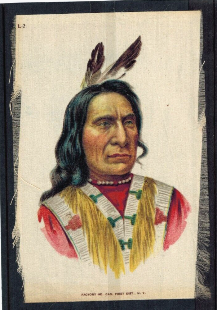 Large Silk Indian (ATC) Tobacco Card from 1910 6 1/2" X 4 1/2" L-2 of a ...