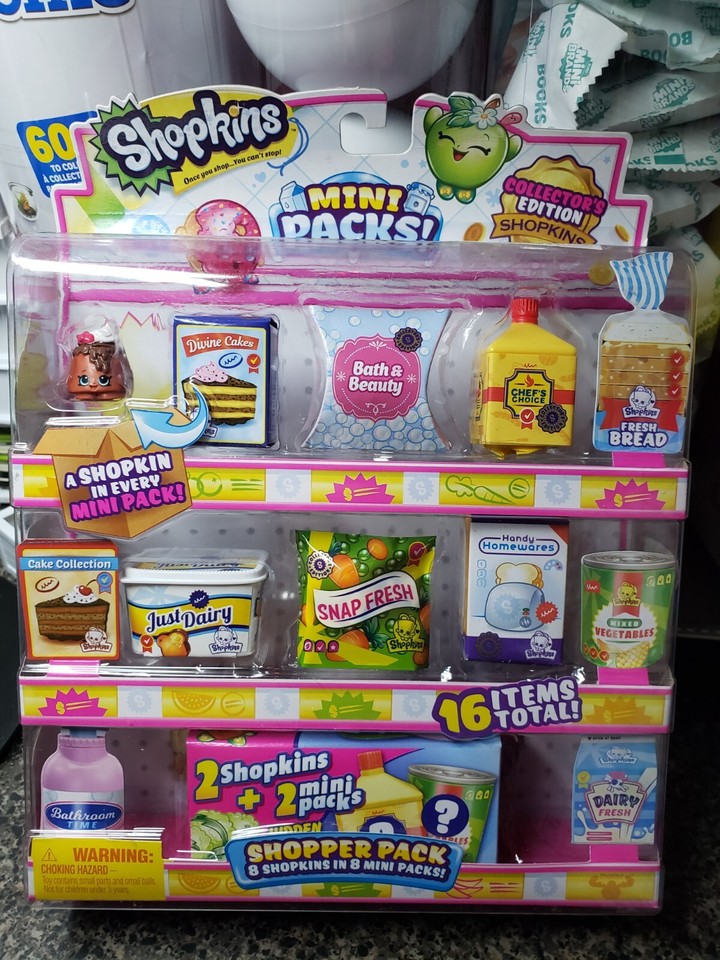 Shopkin "Mini Packs" Collector's Edition Shopper Pack 8 Shopkins in 8 ...