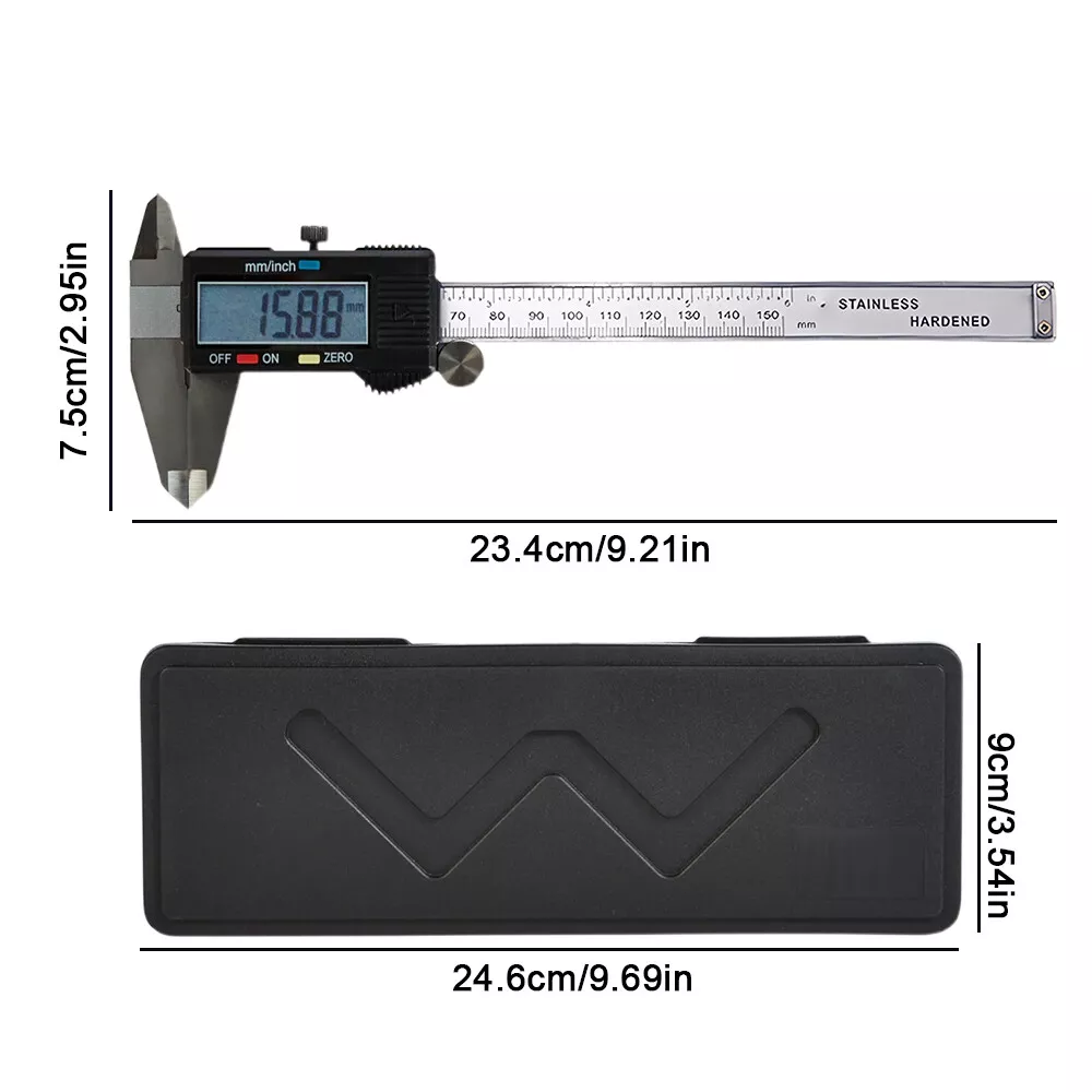 150mm 6" Stainless Steel Digital Vernier Caliper Micrometer Electronic ...