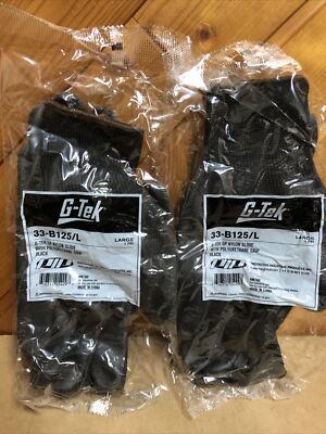 2 Pairs PIP G-Tek 33-B125/L GP Nylon Gloves Polyurethane Grip Large ...